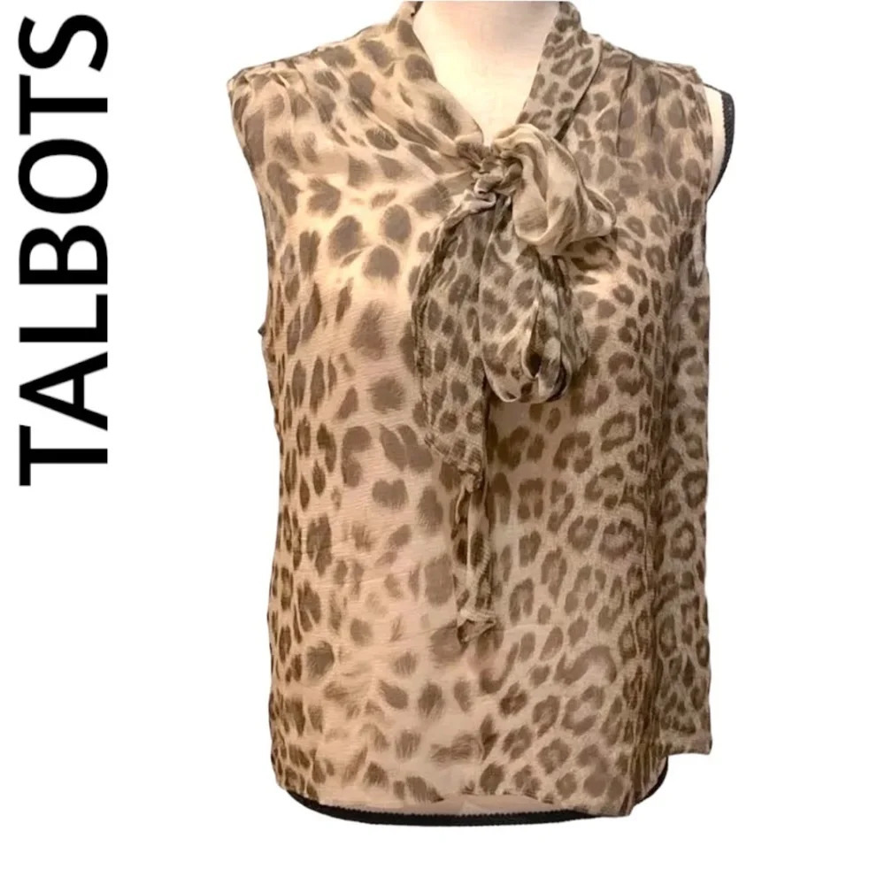Talbots Sheer Leopard Print Sleeveless Blouse - Gem